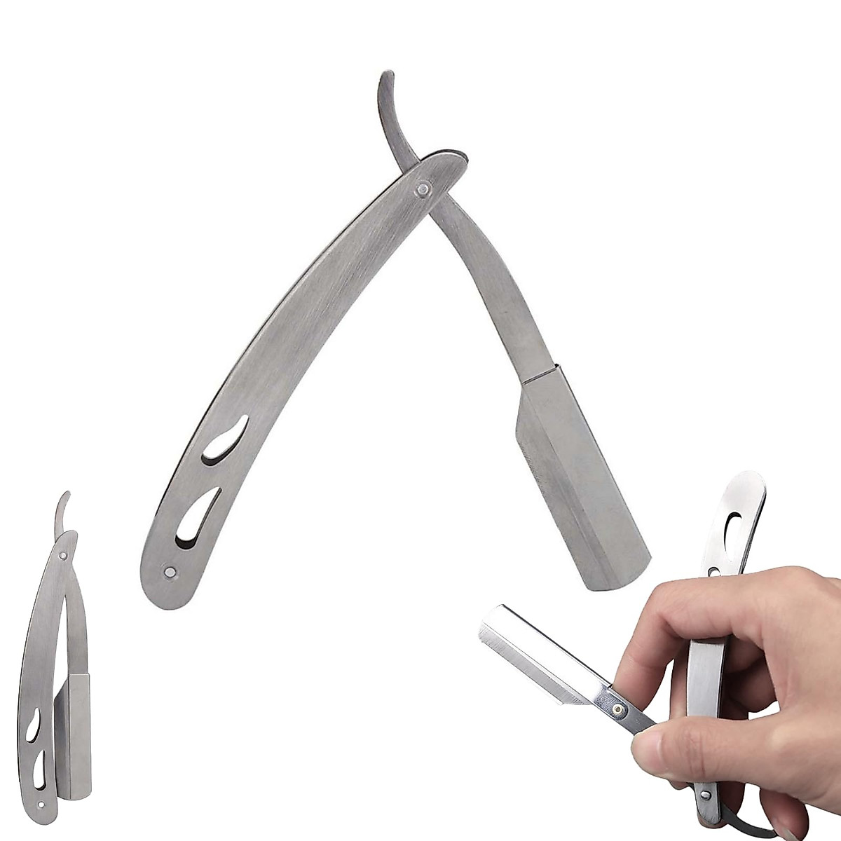 Barber Straight Razor, Stainless Steel 74 Manual Shaving Blade Holder Barber Folding Shaving Knife Rack(#1)