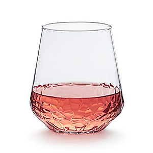 Libbey Hammered Base All-Purpose Stemless Wine Glass, 17.75-ounce, Set of 8
