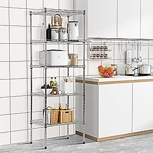 XXkseh 5 Tier Storage Shelves Wire Shelving Unit Adjustable Metal Shelf Heavy Duty Garage Storage Rack Wire Shelves Display Rack for Laundry Livingroom Kitchen, 16.7" L×11.8" W×47.6" H, Chrome