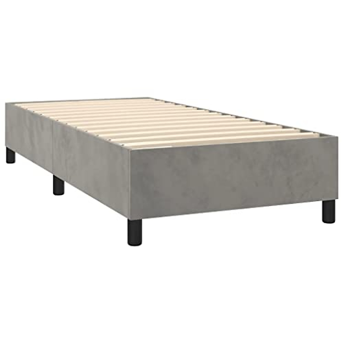 vidaXL Box Spring Bed Frame Home Indoor Bed Accessory Bedroom Upholstered Single Bed Base Furniture Light Gray 39.4"x74.8" Twin Velvet