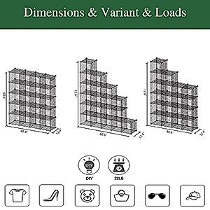 C&AHOME Wire Cube Storage, 20-Cube Organizer Metal, Wire C Grids Storage, Storage Bins Shelving, Modular Bookshelf Shelf, Closet Cabinet Ideal for Home, 48.4”L x 12.4”W x 60.6”H Black UWCSM20B