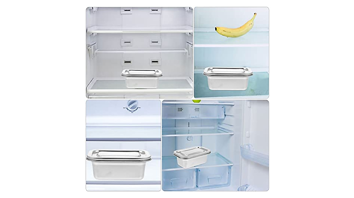 Hemoton Reusable Ice Cream Storage Containers with Lids Stainless Steel ...