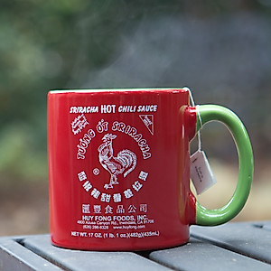 Sriracha Hot Chili Sauce Red & Green Ceramic Mug, Large, 19oz
