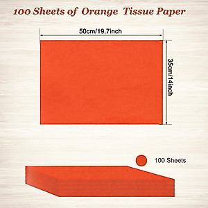 100 Sheets Orange Tissue Paper Artdly 14 x 20 Inches Orange Wrapping Paper Bulk for Weddings Birthday DIY Project Christmas