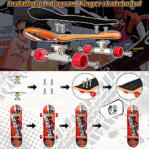 KETIEE Mini Finger Skateboard and Ramp Accessories Set, Skate Park Deck Truck Board Ramp Kit with Finger Skateboards, Fingertip Movement Party Game Toy for Kids (A)