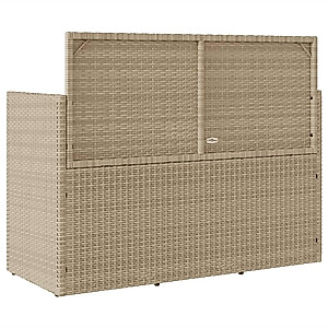 vidaXL Outdoor Loveseat Bench - Beige Poly Rattan, Weather-Resistant Patio Furniture with Cushions, Under-Seat Storage, and Gas Spring
