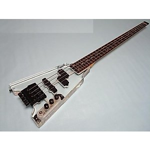 Ktone 4 String Clear Body Lucite Electric Bass Guitar, Headless with Free Gig Bag New