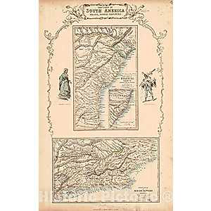 Historic Map - 1850 East Coast of South America, Brazil, Middle Provinces - Vintage Wall Art - 44in x 69in