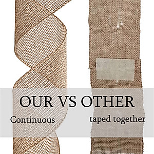 LIUYAXI Natural Burlap Wired Ribbon, 1-1/2" x Continuous 10 Yard, Solid Wired Edge Ribbon for Crafts,Gift Wrapping,Big Bow,Wreath,Tree Decoration,Outdoor Decoration