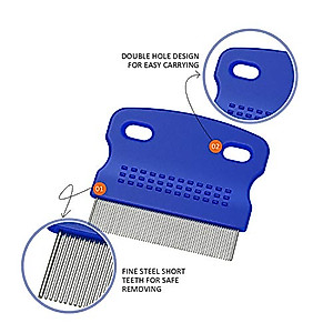 6 Pieces Pet Lice Combs Dog Grooming Flea Comb Cat Tear Stain Comb for Removal Dandruff, Hair Stain, Nit (Pink, Light Blue, Dark Blue, Yellow)