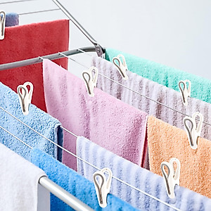 Rovedcity Plastic Clothes Pins Strong Clothespins-24PCS Heavy Duty Laundry Clothes Clips Windproof Clamps Clothes Pegs, No Trace Design for Clothes