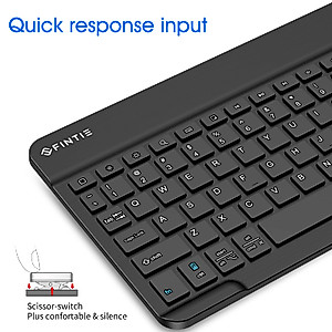 FINTIE 10-Inch Ultrathin Wireless Bluetooth Keyboard for iPad Samsung Tablet, iPhone Smartphone, iOS, Android Tablets Phone, Black