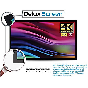 Delux Screens (US Based Business) 135 inch 4K/8K Ultra HDR Projector Screen - Active 3D Ready - 6 Piece Fixed Frame - Home Theater Movie Projection Screen - PVC Matte White - Velvet Border 135" 16:9
