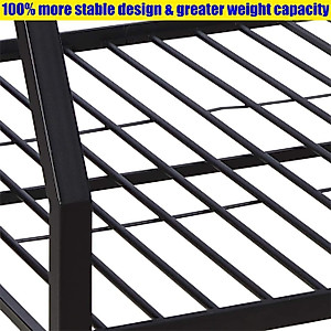 SIGONE Stronger and Safer Metal Bunk Bed Twin XL Over Queen Size Black Heavy Duty Thicken Safer More Stable Steel Bunk Queen Bed with Reinforced Legs and Ladder, Easier Assembly (Twin XL Over Queen)