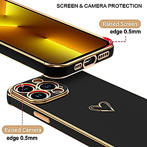 BENTOBEN iPhone 13 Pro Case, Cute Heart Pattern Slim Fit Soft Flexible Shockproof TPU Bumper Protective Women Girls Boys Men Non-Slip Lightweight Cover for iPhone 13 Pro 6.1 Inch, Black