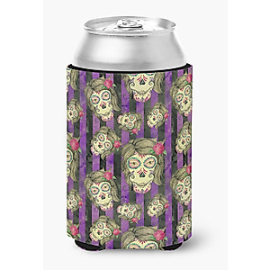 Caroline's Treasures BB7519CC Watecolor Day of The Dead Halloween Can or Bottle Hugger Cooler Washable Drink Sleeve Collapsible Beverage Insulated Holder, Can Hugger, Multicolor