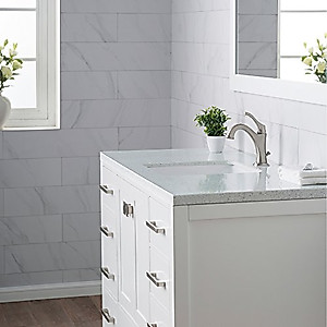 KRAUS Elavo 17-inch Square Undermount White Porcelain Ceramic Bathroom Sink with Overflow, KCU-231