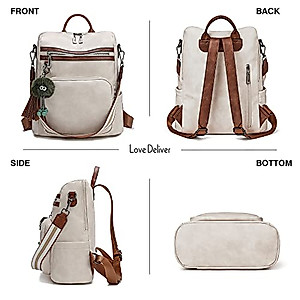 Love Deliver Leather Backpack Purses for Women Fashion Designer Ladies Shoulder Bags Travel Backpack With Wristlets