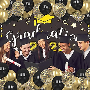 75pcs Black and Gold Balloons, 12 Inch Black and Gold Confetti Balloons Gold Latex Balloons for Birthday, New Year,Wedding,Graduation Party Baby Shower Decorations