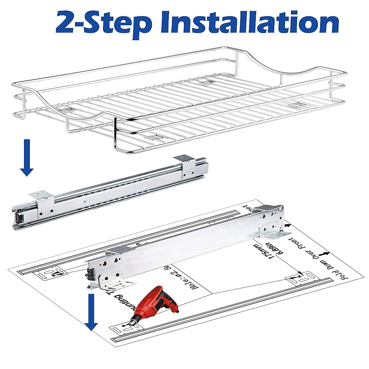 SIMCAS Pull Out Cabinet Organizer 11"W x 18"D, 1Tier Heavy Duty slide out cabinet organizer, pull out drawers for kitchen cabinet organizers and storage, under sink cabinet pull out shelves organizer