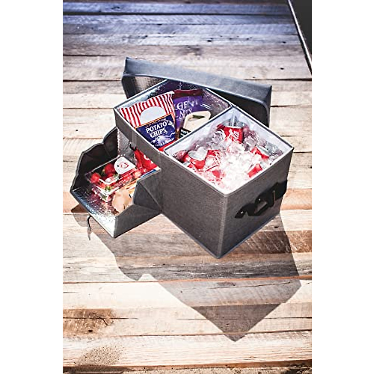 PICNIC TIME NCAA Maryland Terrapins Ottoman Portable Cooler, Collapsible Cooler with Seat, Tailgating Cooler, Picnic Cooler Tote, (Gray)