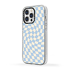 CASETiFY Impact iPhone 13 Pro Max Case [6.6ft Drop Protection] - Check II - Baby Blue Twist - Clear Frost