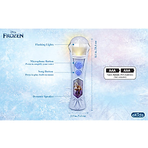 eKids Disney Frozen 2 Toy Microphone for Kids with Built-in Music and Flashing Lights, Designed for Fans of Frozen Gifts for Girls