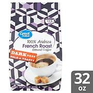 Great Value 100% Arabica French Roast Dark Ground Coffee, 32 oz, Makes up to 113 cups (Pack of 2)