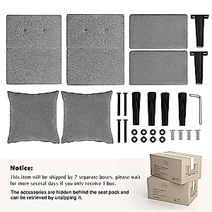 Koorlian Futon Sofa Bed, Convertible Sleeper Sofa with Armrest… (Light Grey)