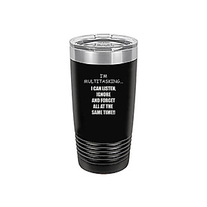 Rogue River Tactical Funny Sarcastic Office Work 20 Oz. Travel Tumbler Mug Cup w/Lid Vacuum Insulated Hot or Cold Multitasking (Black)