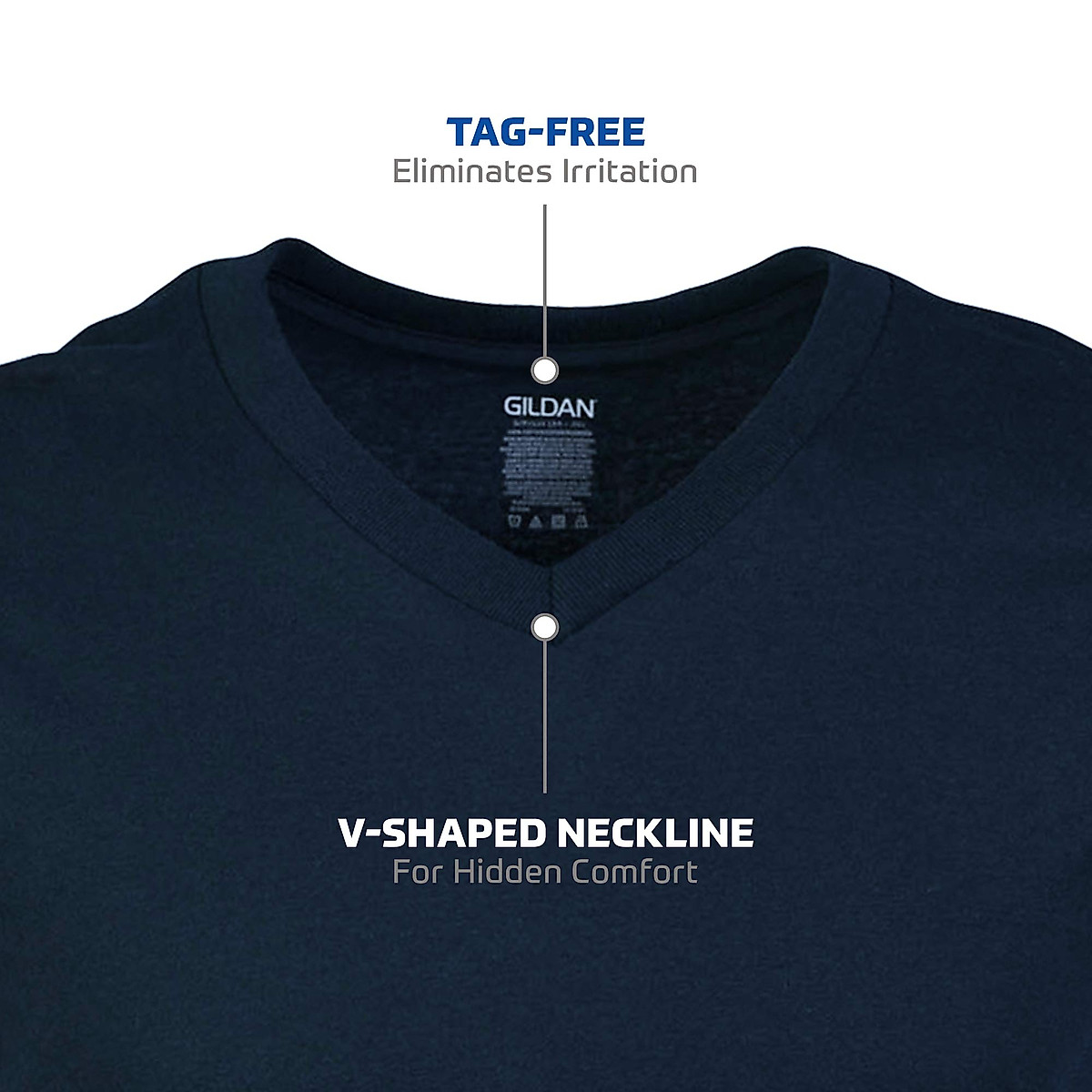 Gildan Men's V-neck T-shirts, Multipack Underwear, Navy/Heather Navy/Indigo Blue (5-pack), Large US