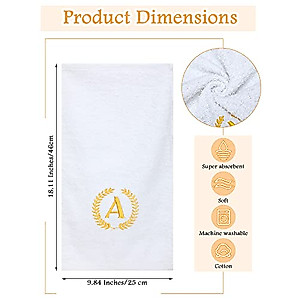 Set of 50 Monogrammed Towels Bathroom Letter a Gold Embroidered Hand Towel Decorative Monogrammed Towels Cotton Monogram Guest Napkins for Kitchen Gifts Wedding Birthday Party, 18.11 x 9.84 Inch