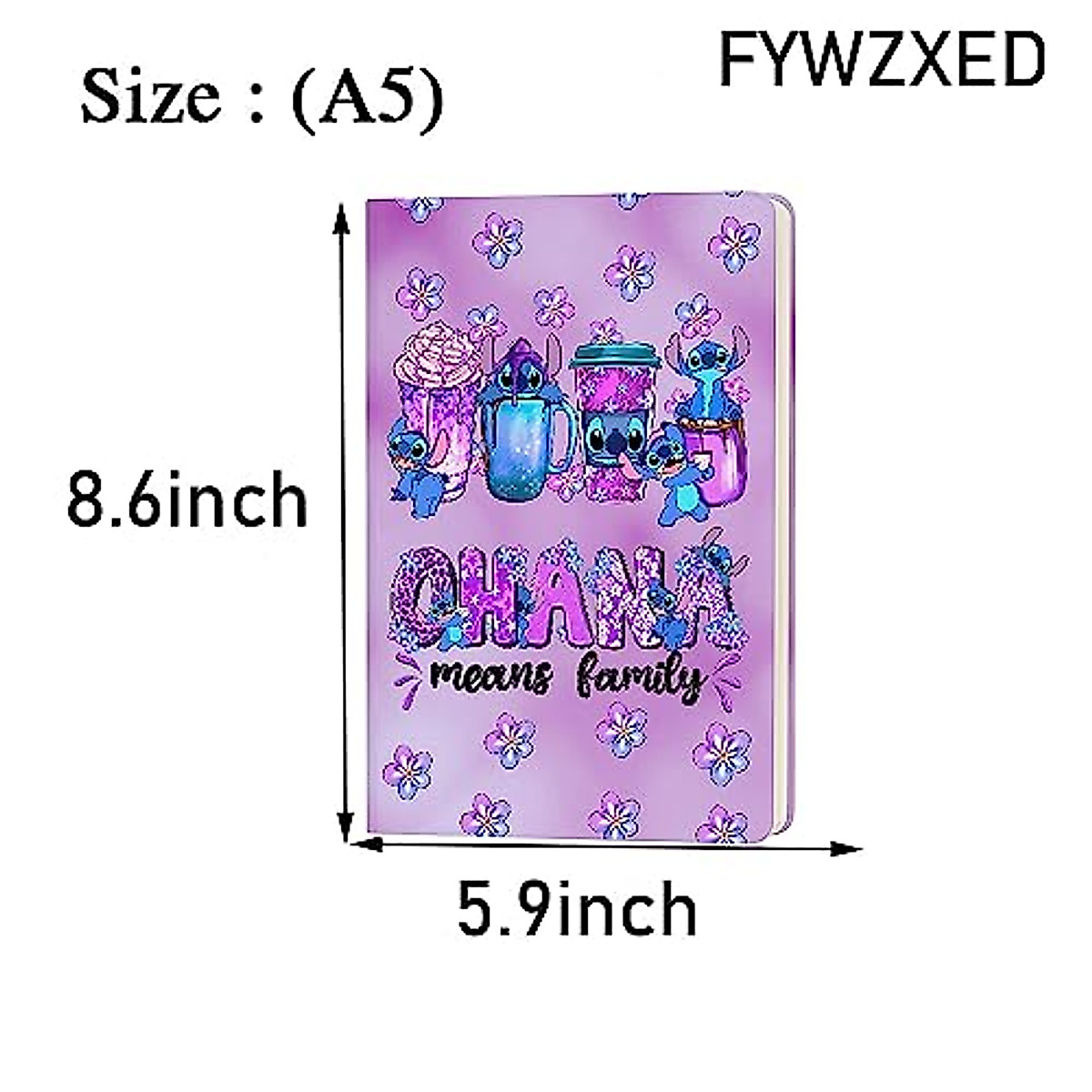 FYWZXED Stitch Lover Gifts Touch Me And I Will Bite You Leather Notebook Movies Lover Gift Birthday Gifts for Women Family Friends Graduation Gifts for Son Daughter (ohana means family)