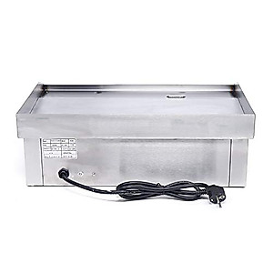 Electric Griddle, 110V Commercial Restaurant Countertop Grill Stainless Steel Flat Top Griddle Nonstick Teppanyaki Machine with Adjustable Temperature Control 50-300℃ for Home Restaurant Kitchen