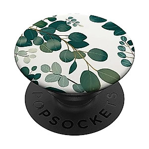 Eucalyptus Green Floral Flower Garden Pattern Phone Popper PopSockets Standard PopGrip