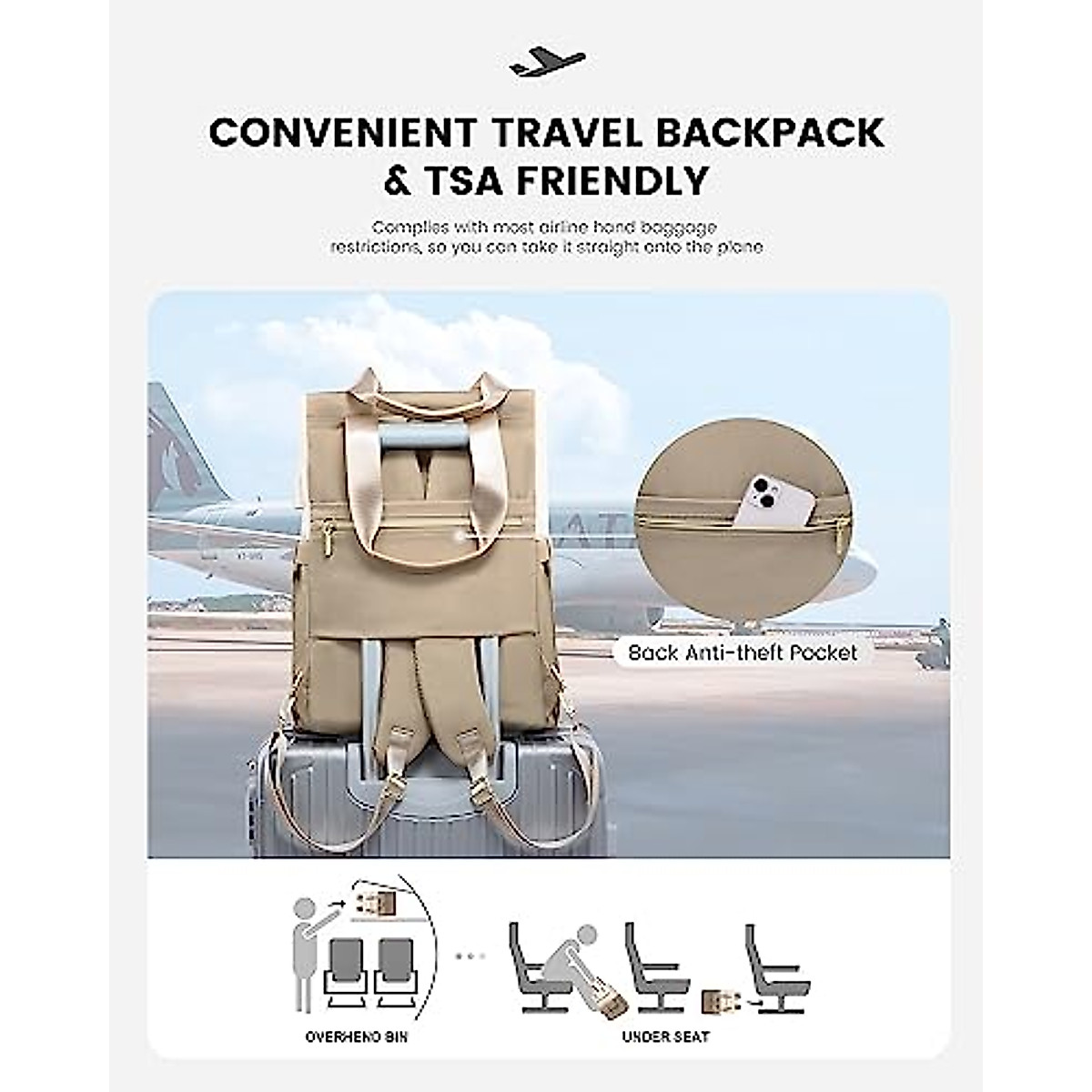 LOVEVOOK Laptop Backpack Purse for Women,15.6inch Laptop Tote Bag with USB Port,Convertible Work Backpack College Backpacks for Women,Cute Waterproof Computer Daypack for Travel