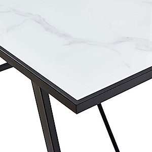 YPWRENH Kitchen End Table Casual Tables Dining Table White 63"x31.5"x29.5" Tempered Glass for Dining Room, Kitchen or Living Room