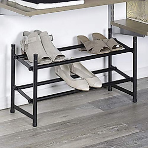 Richards Telescoping Stackable/Expandable Free Standing Shoe Rack, 2-Tier Holds Up To 10-Pair, Matte Black