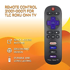 Ceybo OEM 21001-00071 Remote Control for TCL Roku TV Includes Netflix, Disney+, Apple TV & HBOMax Shortcuts 32S327, 32S335, 43S433, 43S435, 50S435, 55S435, 65S435