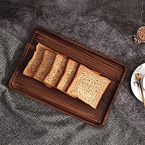 Rustic Walnut Wood Serving Tray,13"x9" Rectangle Platter Tea Tray Coffee Table Tray,Kitchen Tableware Decor Decorative Wood Dessert Cup Tray,Wood Vanity Tray for Jewelry (Rectangle)