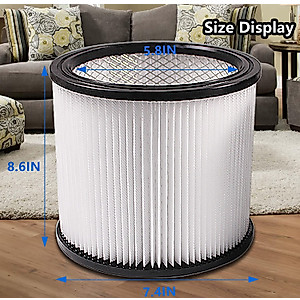 KTSIM Replacement Filter Compatible with Shop-Vac 90304 90350 90333 90585, with Lid and 2PCS Foam Sleeve, fits most Wet/Dry Vacuum Cleaners 5 Gallon and above