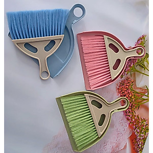 3 Pack Mini Broom and Dustpan Set with Handle, Hangable Small Hand Dustpan and Brush Cleaning Tool Set for Table Desk Keyboard Countertop Cars Sofa