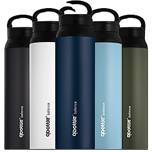 qbottle Insulated Water Bottles with Carabiner Lid – Stainless Steel Water Bottle – Leak Proof Metal Water Bottle – No Sweat – Wide Mouth – Denim Blue, 27 oz