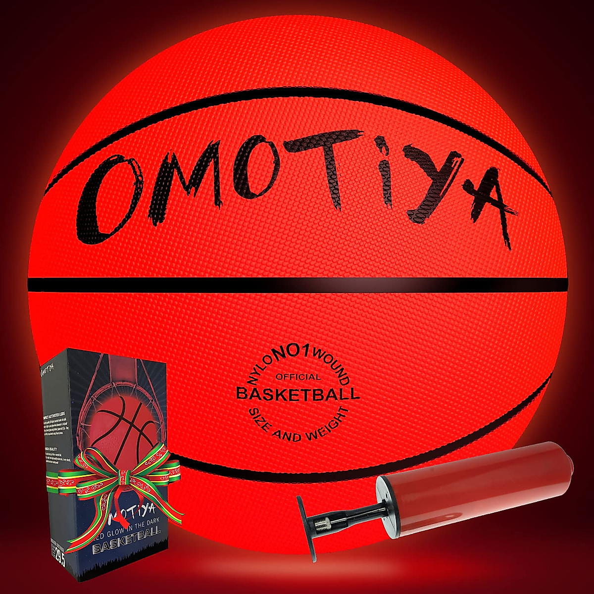 OMOTIYA Glow in The Dark Basketball, LED Light Up Basketball, Night Glowing Ball, Cool Sports Gear 8-12 Year Old, Toy Basketball Gifts Ideas & Games for Age 8, 9, 10, 11, 12, 13+ Kid Teens Boys Girls