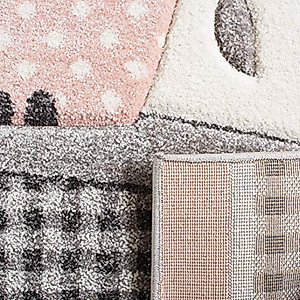 SAFAVIEH Carousel Kids Collection Accent Rug - 4' x 6', Pink & Ivory, Animal Design, Non-Shedding & Easy Care, Ideal for High Traffic Areas for Boys & Girls in Playroom, Nursery, Bedroom (CRK127P)