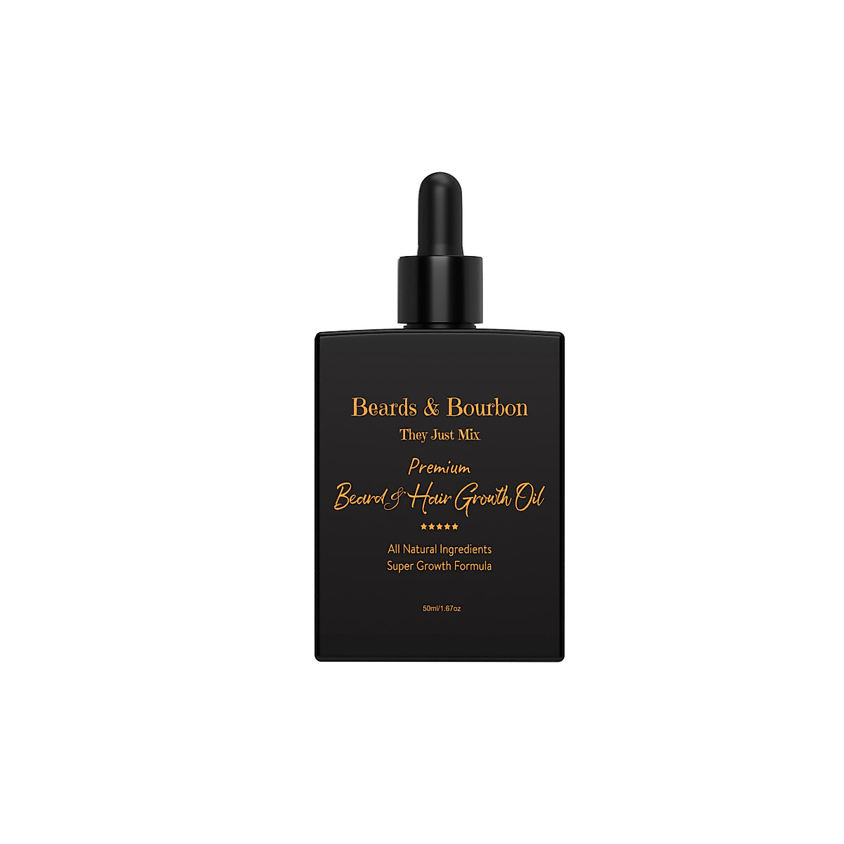 Beards & Bourbon's Luxurious Beard and Hair Growth Oil - Infused with Ginger, Lavender, Peppermint, Tea Tree, and Rosemary Oils for Stimulating Growth in a 1.6 oz Powerhouse!
