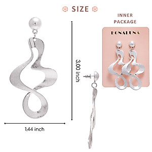 Flowing Water Abstract Metal Frame Bold Statement Drop Earrings for Women