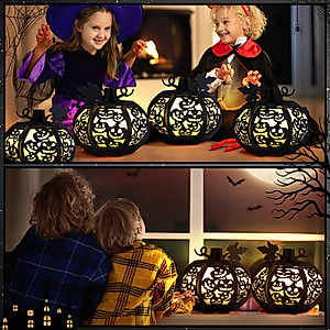 6 Pack Black Halloween Pumpkins Table Centerpieces Lanterns Paper Jack O Lantern Boxes Flameless Candle Light Handmade DIY Table Decor for Halloween Table Decoration Party Supplies 8.27 x 9.84 inch
