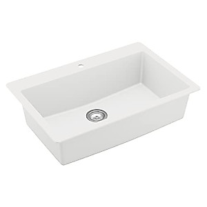 Karran QT-812 Top Mount 33 in. Large Single Bowl Quartz Kitchen Sink in White