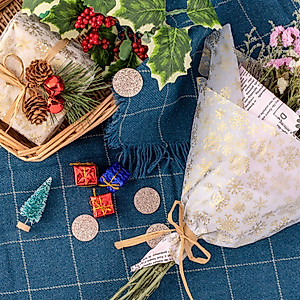 Whaline Snowflake Tissue Paper 20" x 28" Christmas Metallic Acid Free Wrapping Paper Bulk Big Size for Home, DIY and Craft, Gift Bags New Year Decorations, 60 Sheets (Gold)